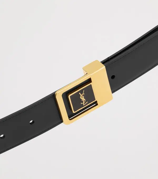 Saint Laurent Leather Logo Belt - Black