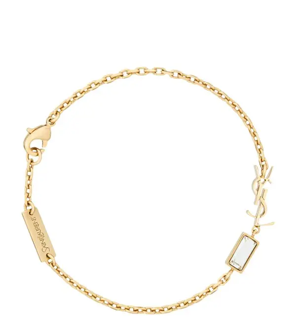 Saint Laurent Embellished Cassandre Chain Bracelet - Metallic