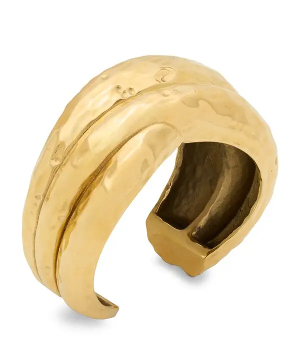 Saint Laurent Hammered Open Cuff Bracelet - Yellow