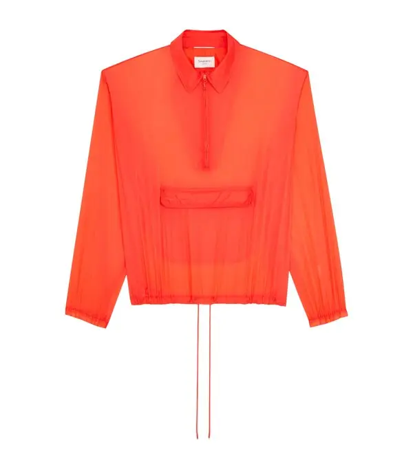 Saint Laurent Nylon Cropped Windbreaker Jacket - Red