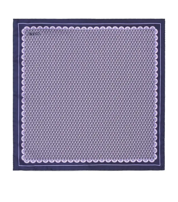 Eton Silk Print Pocket Square - Purple