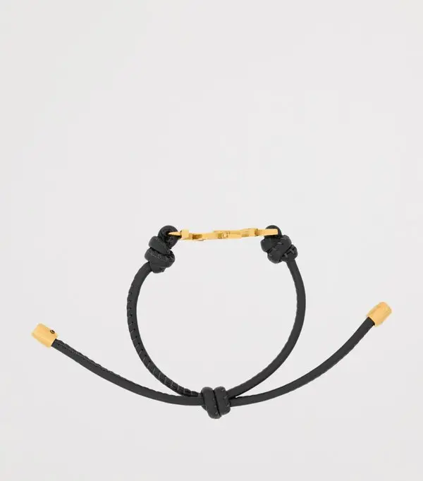 Saint Laurent Leather Cassandre Bracelet - Black