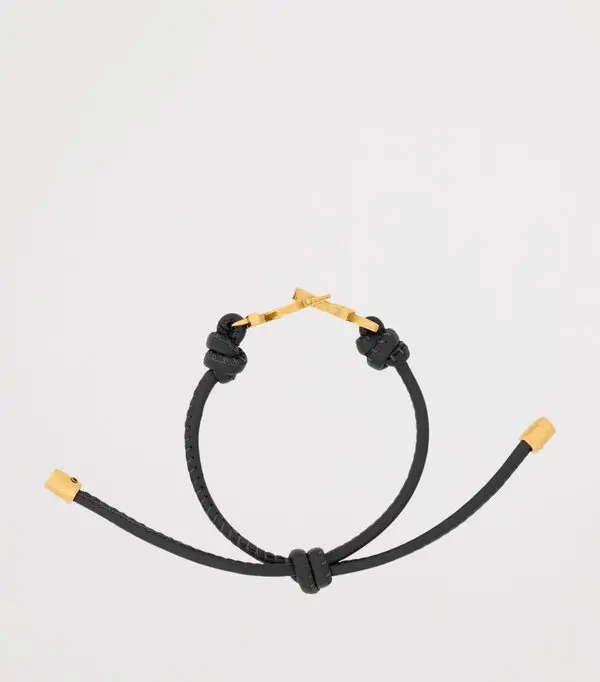 Saint Laurent Leather Cassandre Bracelet - Black