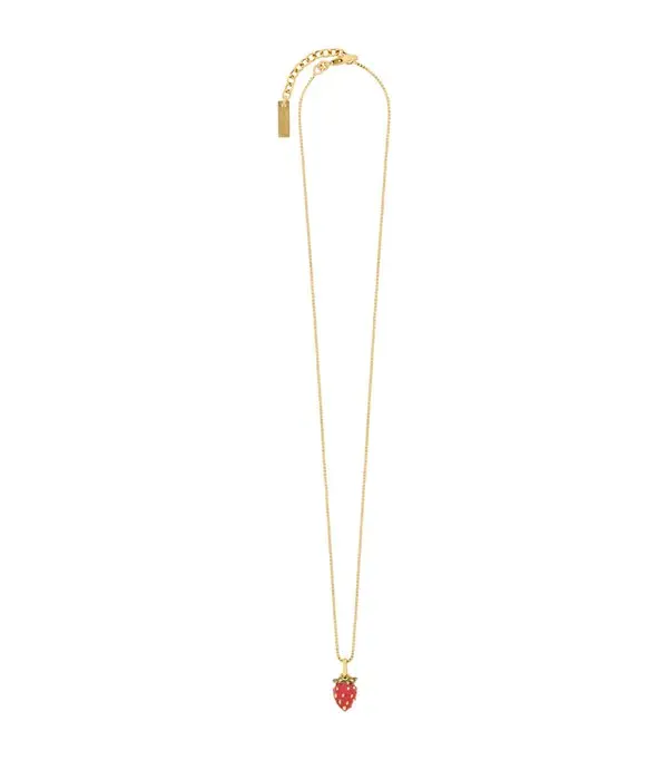 Saint Laurent Enamelled Strawberry Pendant Necklace - Nude