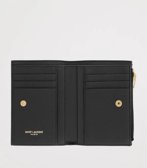 Saint Laurent Leather Cassandre Bifold Wallet