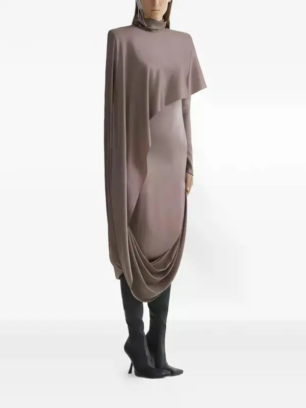 MUGLER Draped High-neck Midi Dress