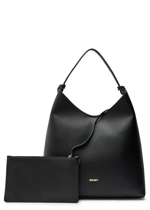 Dkny Paula Grained Leather Hobo Bag - Black