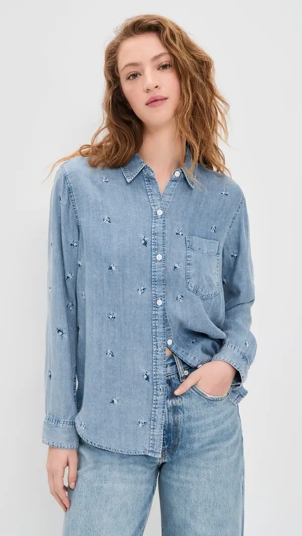 Rails Ingrid Floral Embroidered Button-down Shirt