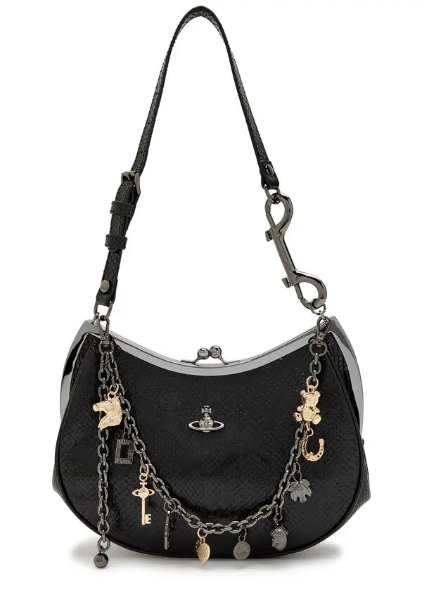 VIVIENNE WESTWOOD Charm Frame Python-effect Leather Shoulder Bag