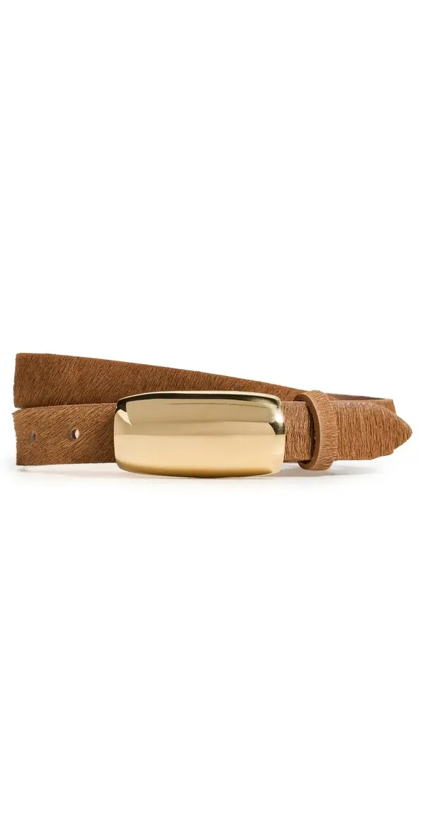L'Agence Marlowe Leather Belt - Tan Calf Hair