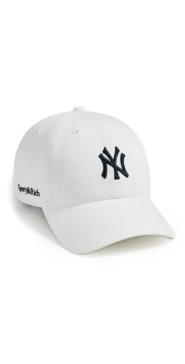 SPORTY & RICH Yankees Serif Baseball Cap - White