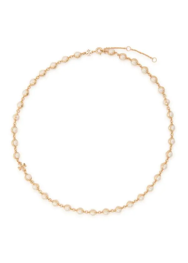 Tory Burch Faux Pearl-embellished 18kt-plated Necklace - Gold