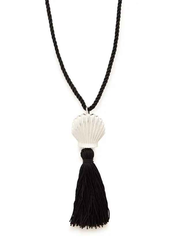 JULIETTA The Shell Pendant Cord Necklace - Black