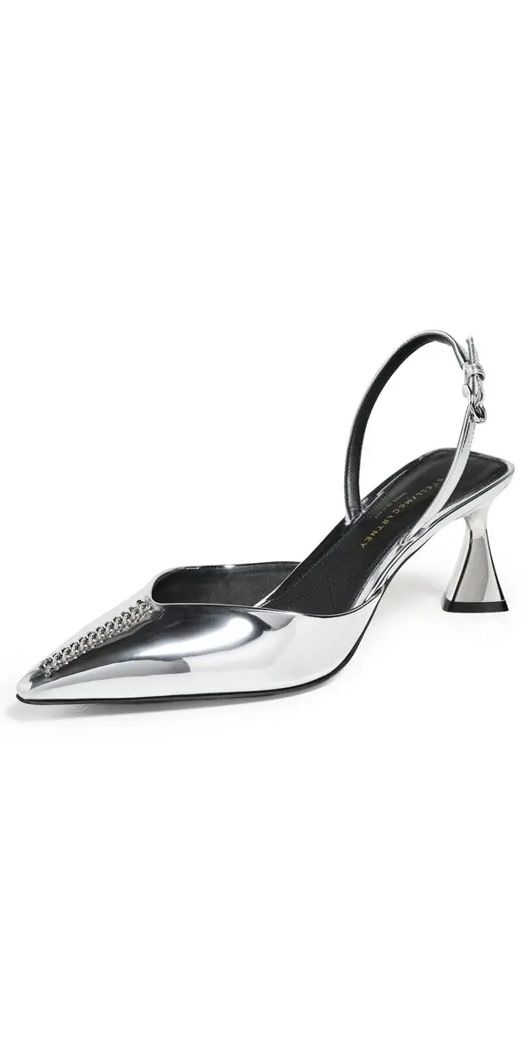 Stella McCartney Elsa Mirror Slingback Heels - Silver