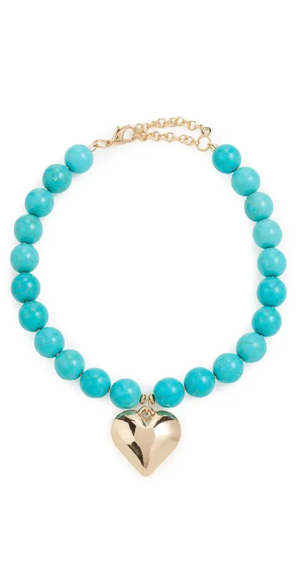 Ettika Heart Charm Beaded Necklace - Turquoise