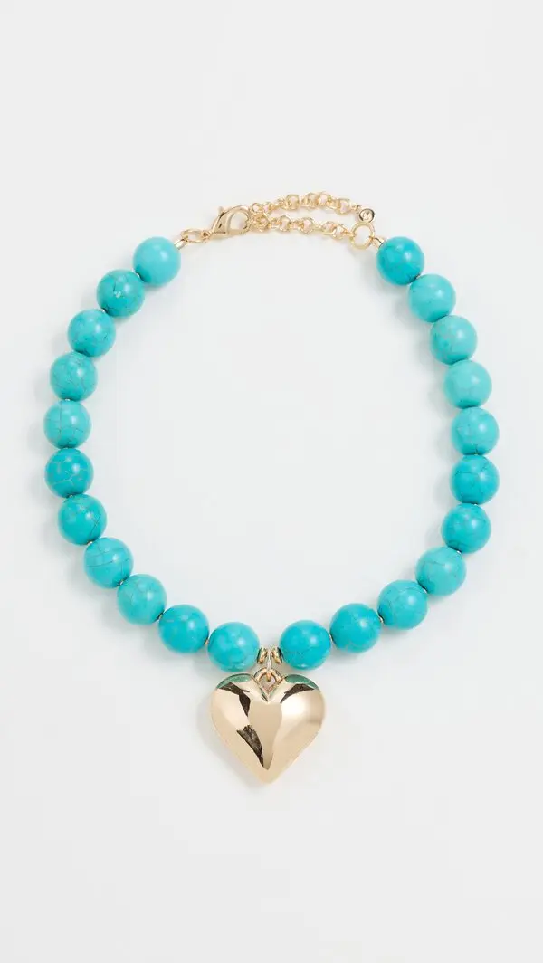 Ettika Heart Charm Beaded Necklace - Turquoise