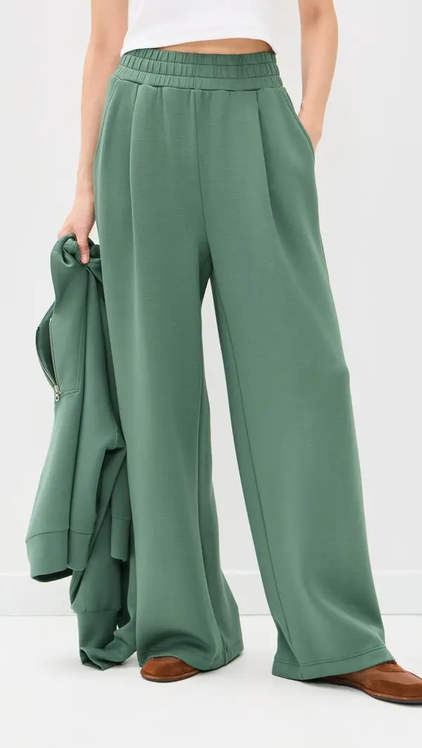 Varley Extra Wide Leg Pants - Dark Forest