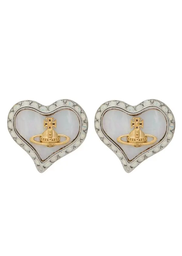 VIVIENNE WESTWOOD Petra Heart Stud Earrings - Pearl