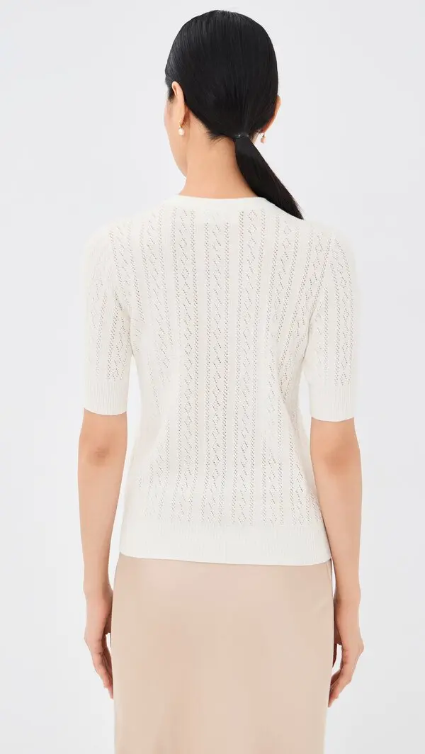 LISA YANG Nika Short Sleeve Sweater - Salt