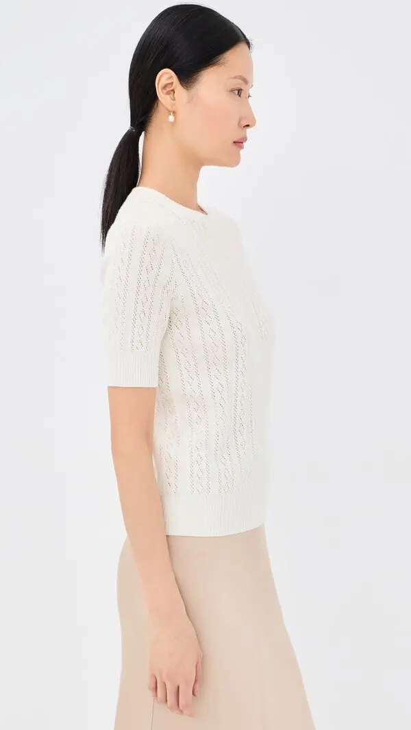 LISA YANG Nika Short Sleeve Sweater - Salt