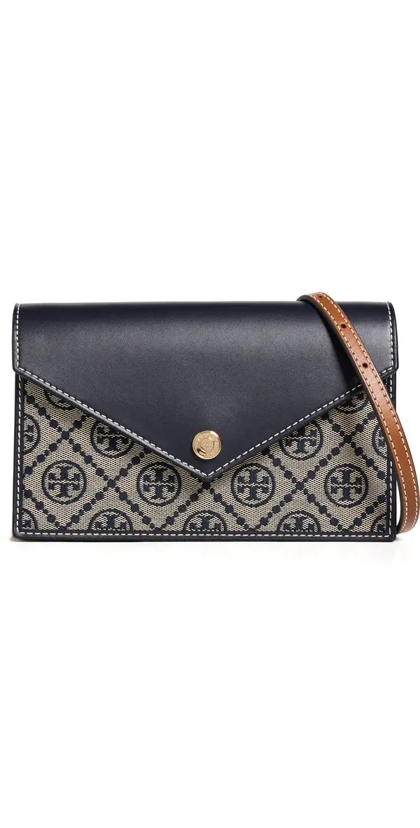 Tory Burch T Monogram Envelope Wallet On Chain - Tory Navy