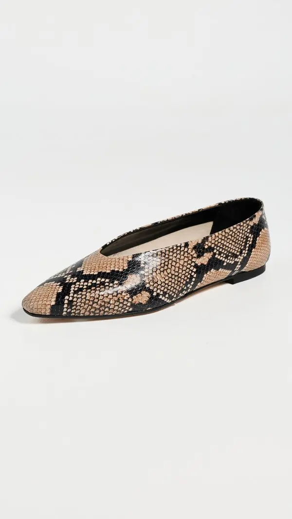 AeydĒ Betty Snake-print Leather Flats - Hazelnut