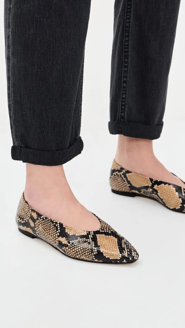AeydĒ Betty Snake-print Leather Flats - Hazelnut