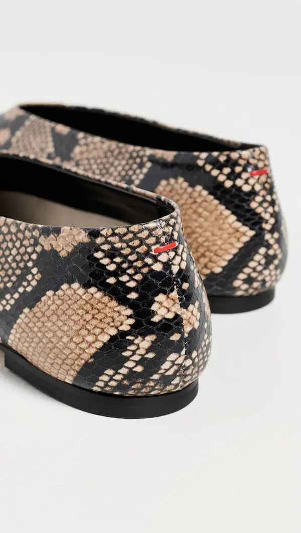 AeydĒ Betty Snake-print Leather Flats - Hazelnut