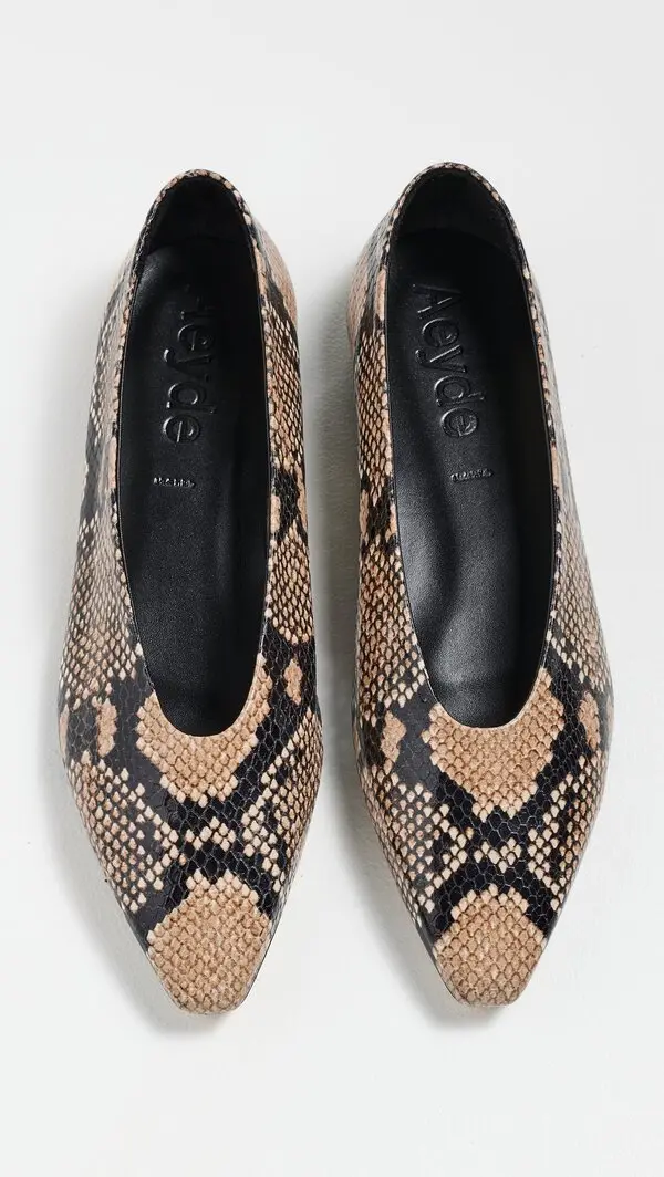 AeydĒ Betty Snake-print Leather Flats - Hazelnut