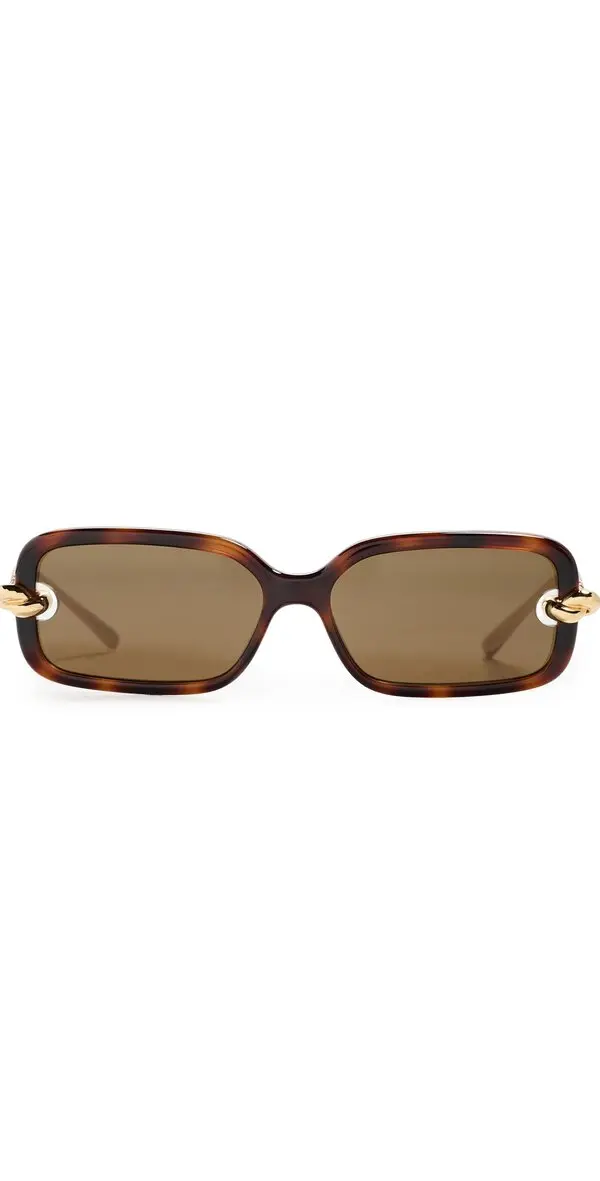 Bottega Veneta Knot Rectangular Sunglasses - Havana-gold-brown