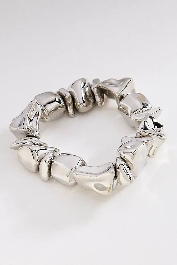 Anthropologie Molten Bead Stretch Bracelet - Silver
