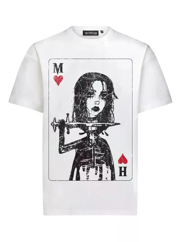 MOSTLY HEARD RARELY SEEN Heart Playing Card T-shirt - White