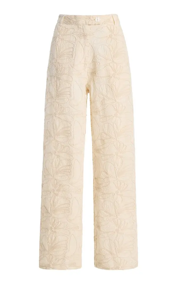 ALL THAT REMAINS Rachel Embroidered Cotton Pants - Ivory