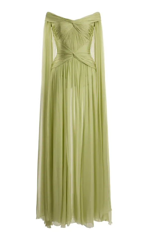 Zuhair Murad Chiffon Off-shoulder Draped Long Dress