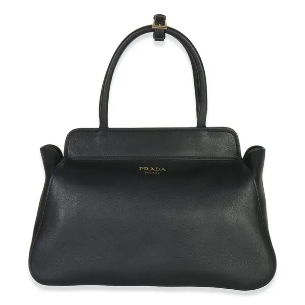 Prada Soft Grain Calfskin Tote - Black