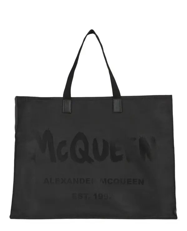 Alexander McQueen Graffiti Logo Tote - Black Black