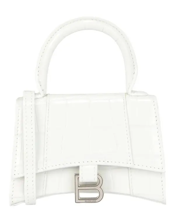 Balenciaga Hourglass Xs Embossed Top Handle - White