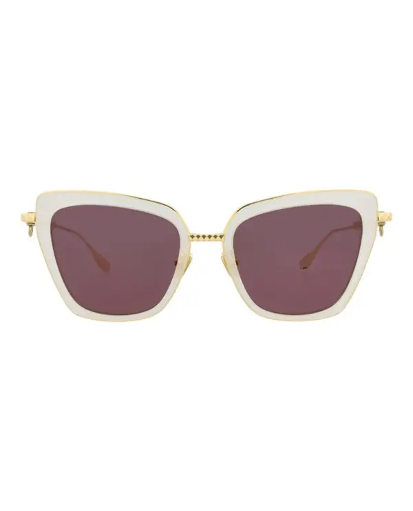 Valentino Garavani Cat Eye Sunglasses - Ivory Gold Bordeaux (vls/165c/53)