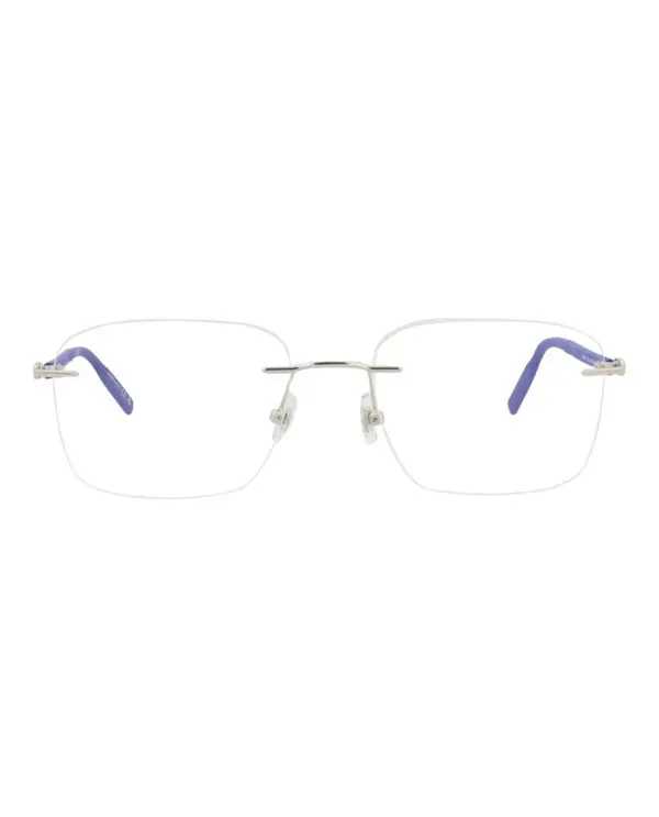 Montblanc Square Metal Optical Frames - Silver Blue Transparent (mb0222o/30012161/009)