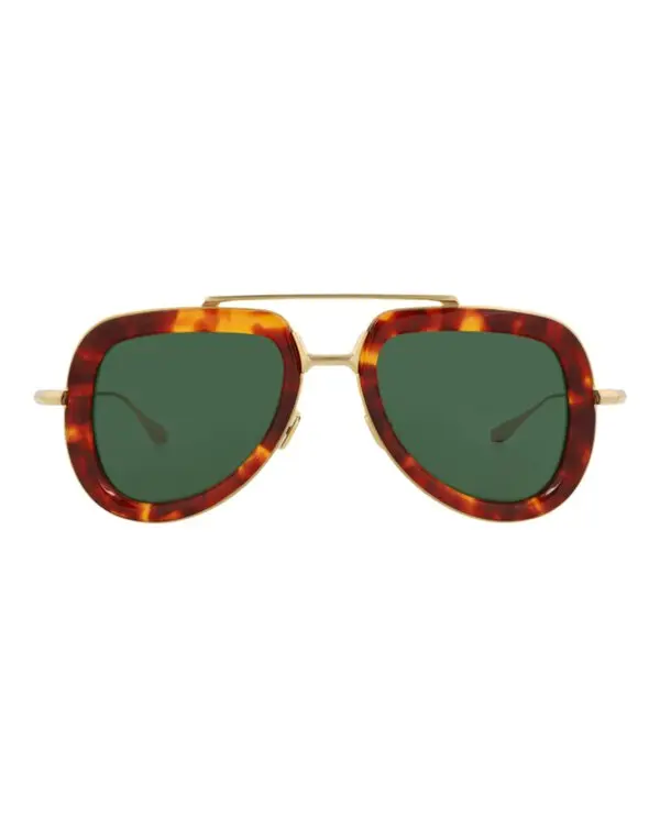 Valentino Garavani Aviator-frame Acetate And Metal Sunglasses - Tortoise Gold Green (vls/129c/50)