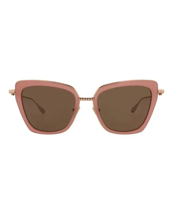 Valentino Garavani Cat Eye Sunglasses - Pink Gold Brown (vls/165d/53)