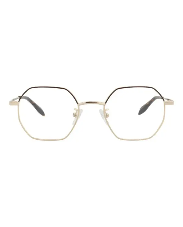 Alexander McQueen Round-frame Metal Optical Frames - Gold Gold Transparent (am0338o/30011490/005)
