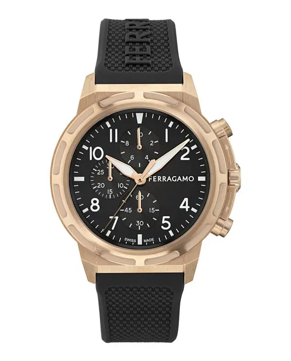 FERRAGAMO Sport Chrono Silicone Watch - Stainless Steel