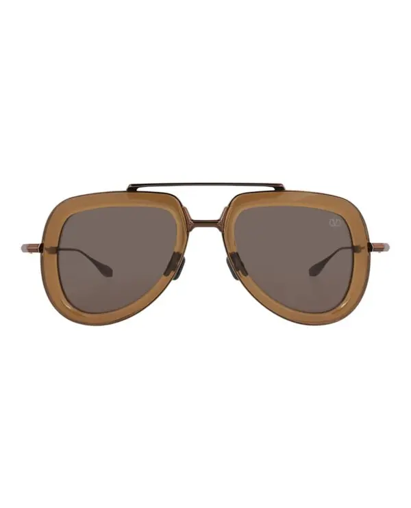 Valentino Garavani Aviator-frame Acetate And Metal Sunglasses - Brown Copper Brown (vls/129d/50)