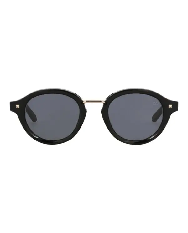 Valentino Garavani Round-frame Acetate Sunglasses - Black Black Grey (vls/132a/46)