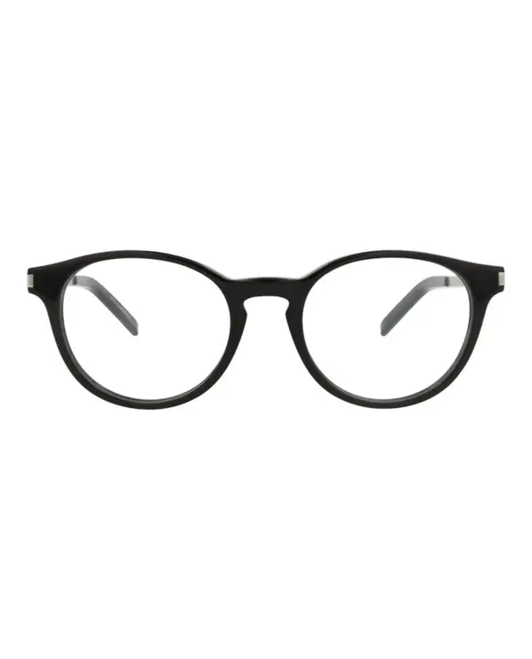 Saint Laurent Round-frame Acetate Optical Frames - Black Silver Transparent (sl25/30000177/001)