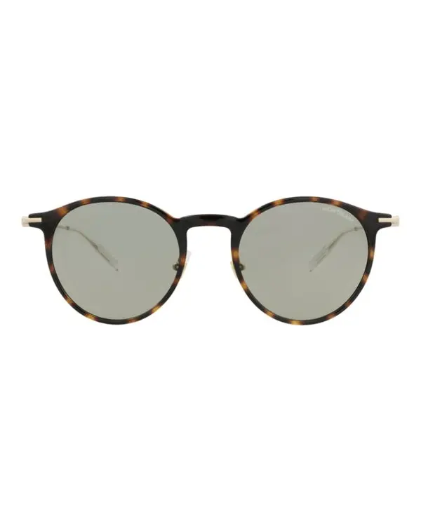 Montblanc Round Frame Sunglasses - Havana Gold Green (mb0097s/30008628/007)