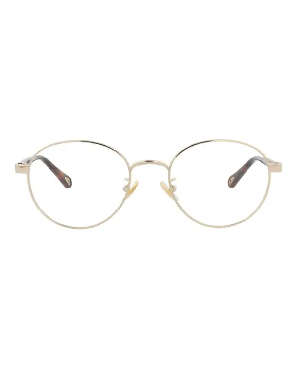 Chloé Round Metal Optical Frames - Gold Havana Transparent (ch0216oa/30014671/004)