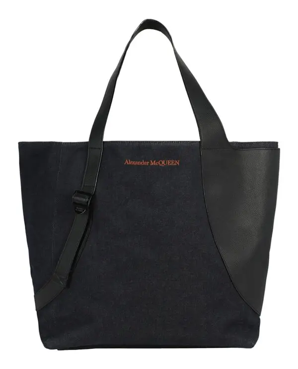 Alexander McQueen Denim Harness Tote - Navy Blue Black