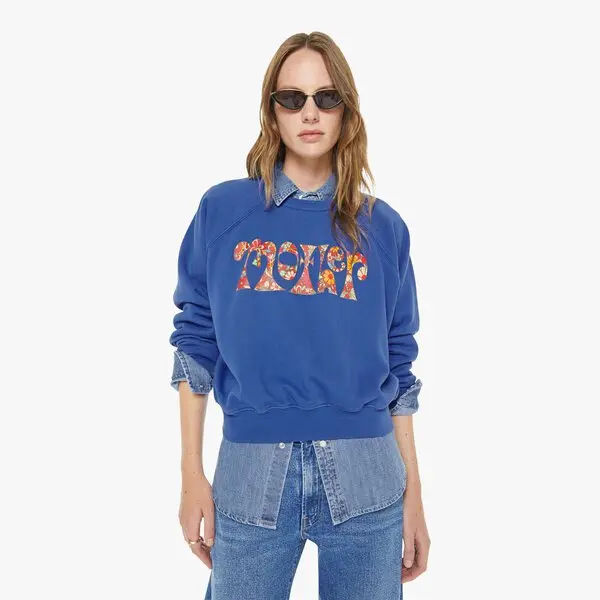MOTHER The Concert Petal Power Raglan Sweatshirt - Blue